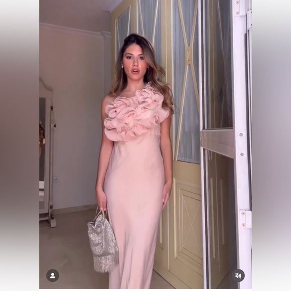 Zara | Dresses | Zara Pink Ruffled Satin Effect Dress | Poshmark